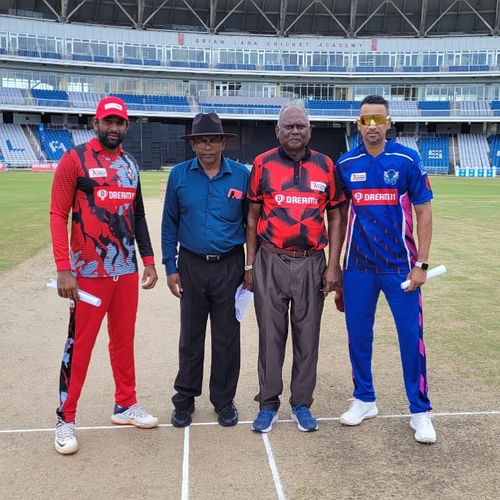 Steelpan Players skipper Imran Khan (extreme left) and Blue Devils ...