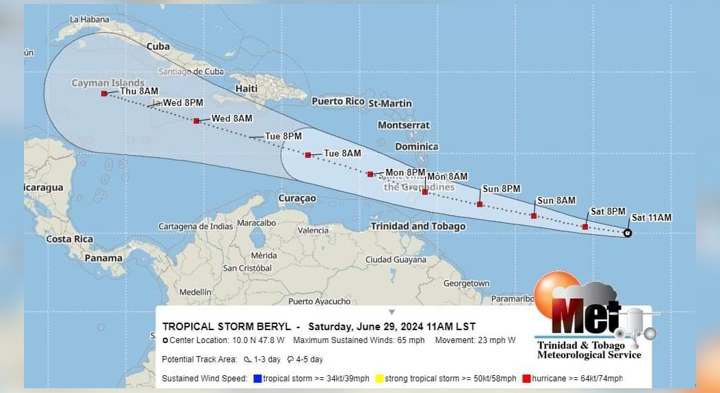 Tropical storm Beryl strengthening rapidly; Tobago under storm watch ...