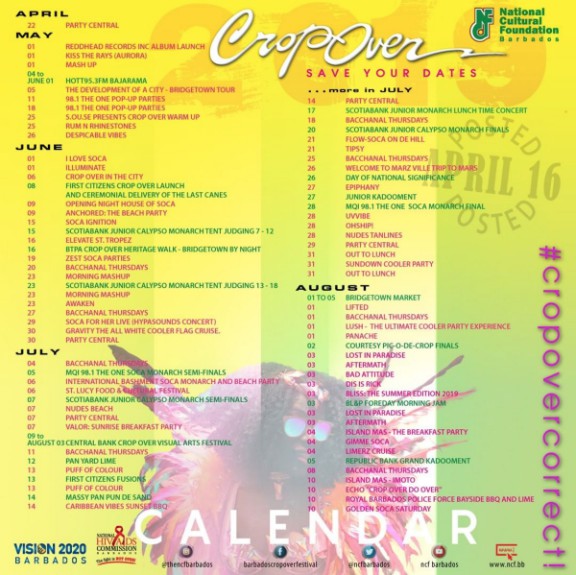 More uniformed Crop Over calendar - Loop News